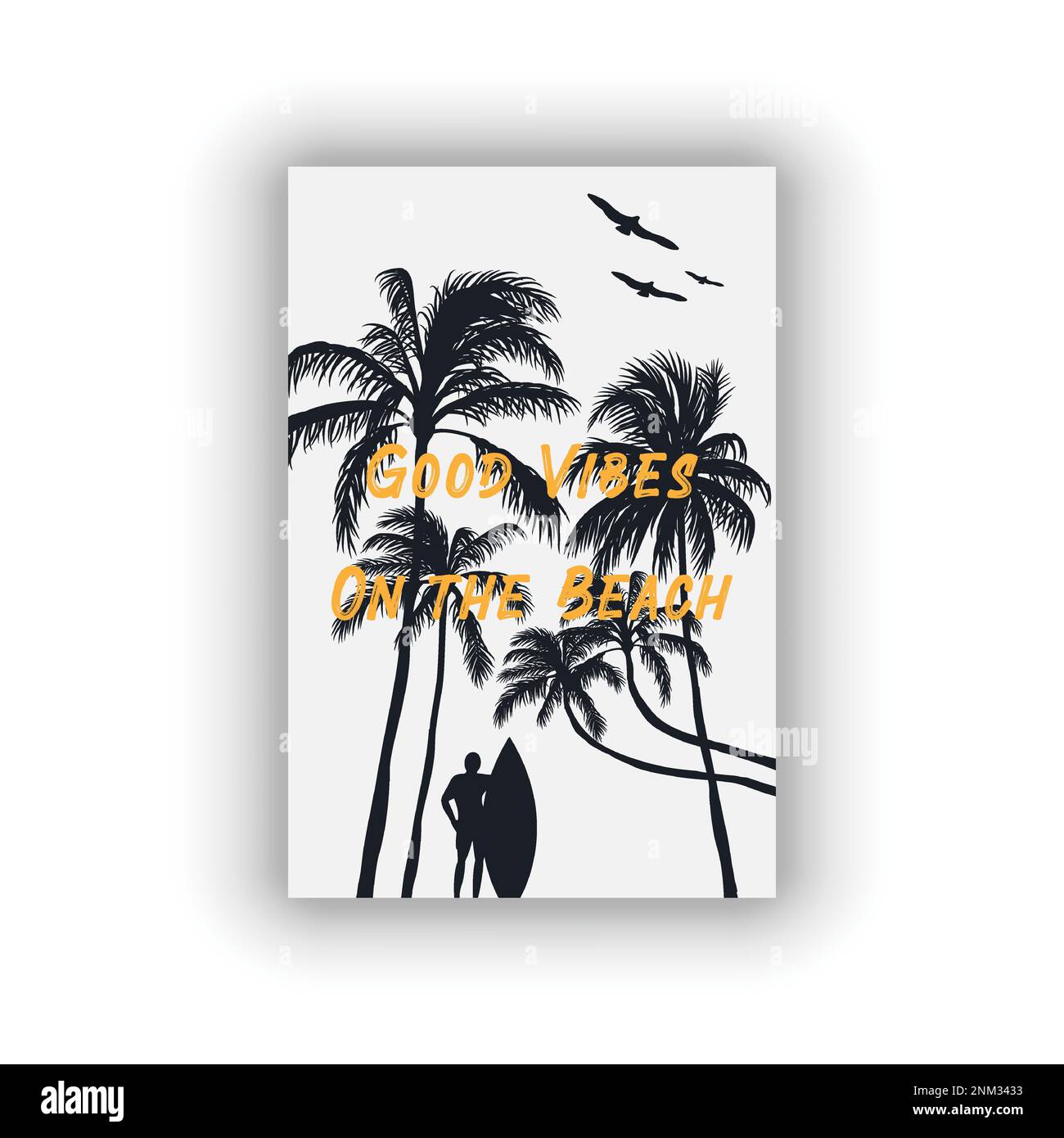 Good vibes on the beach. Summer theme illustration. Editable, vector ...
