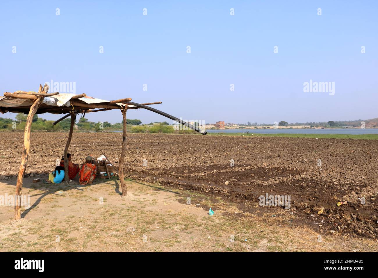 landscape near Vadatalav Lake near Pavagadh mountain, gujarat in India ...