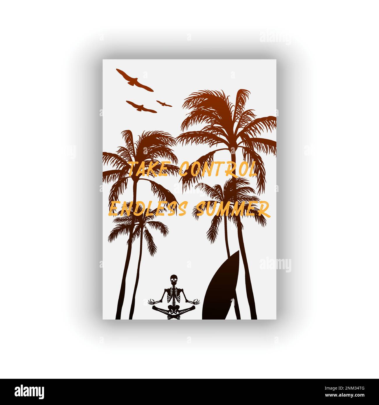 Take control, endless summer. Summer theme illustration. Editable ...