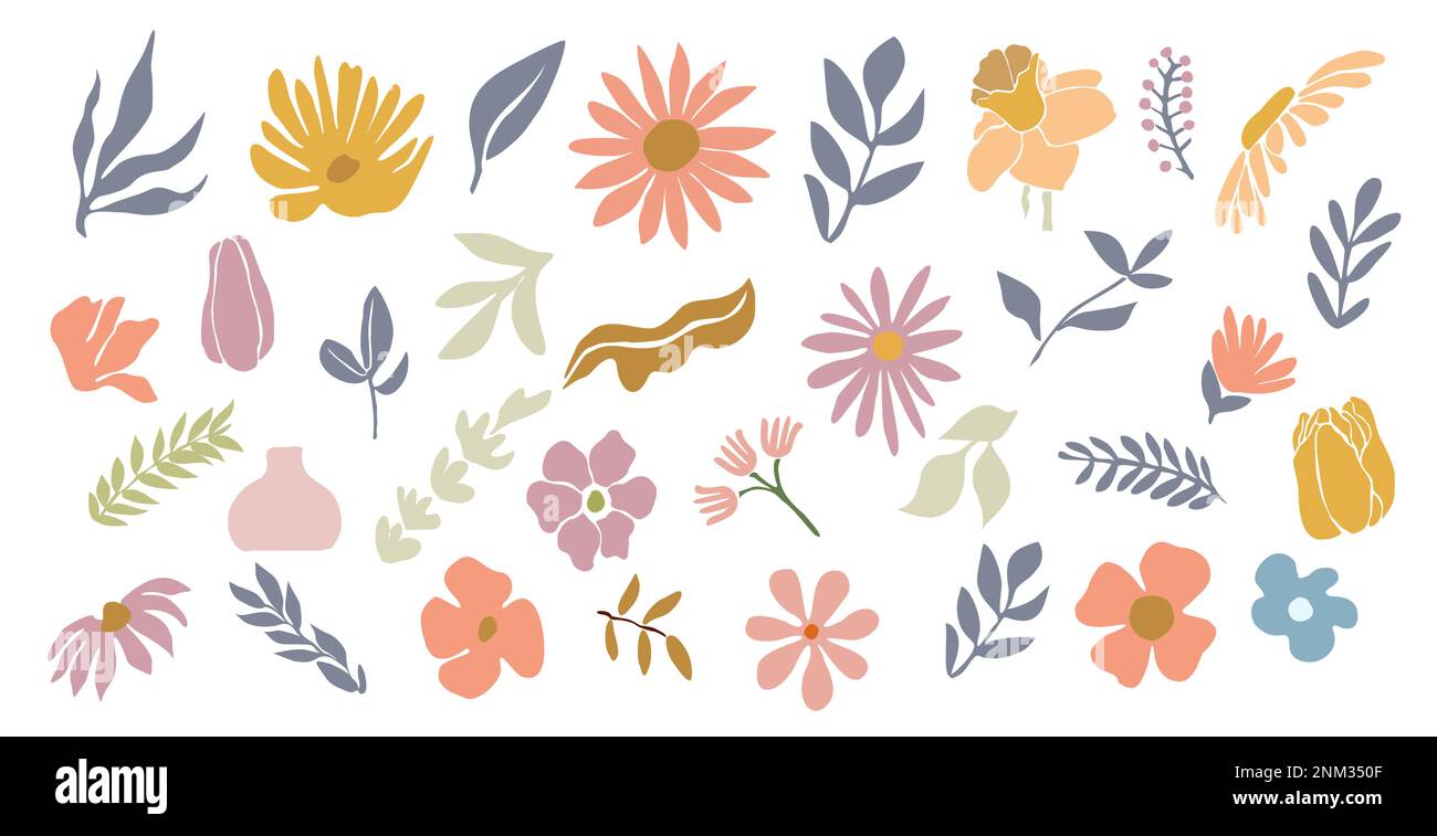 Set of hand drawn shapes, floral design elements Stock Vector Image ...