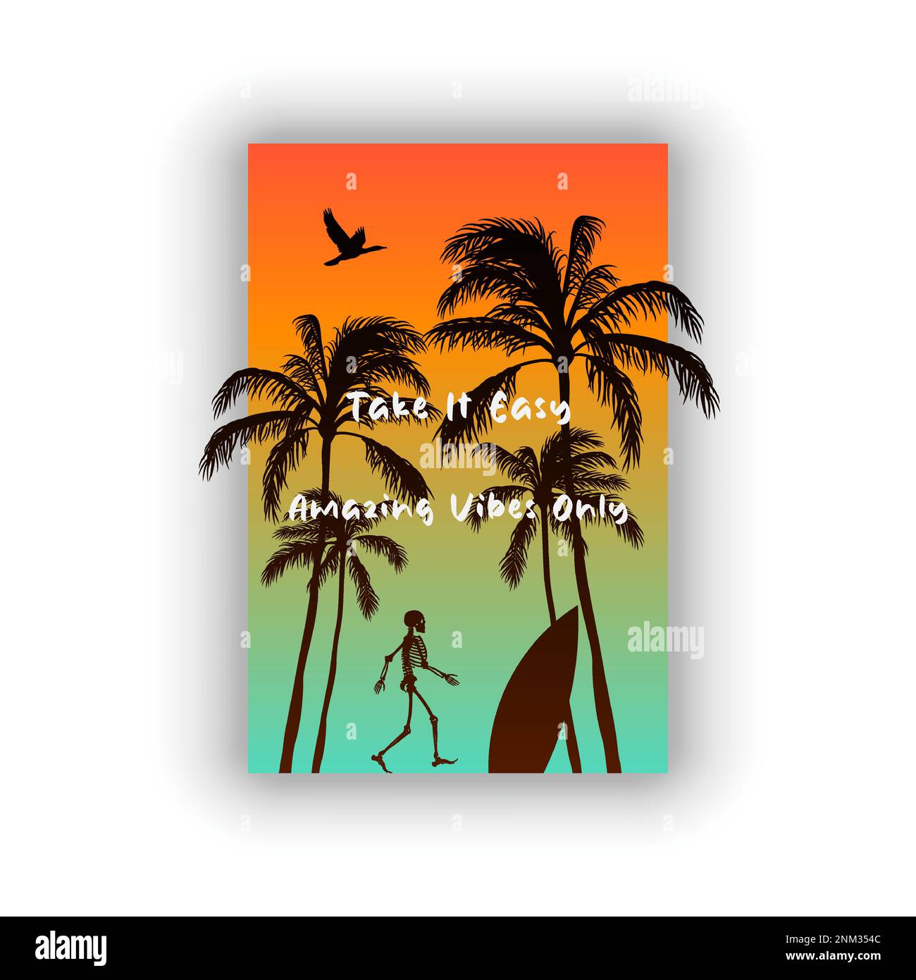 Take it easy, amazing vibes only. Summer theme illustration. Editable ...
