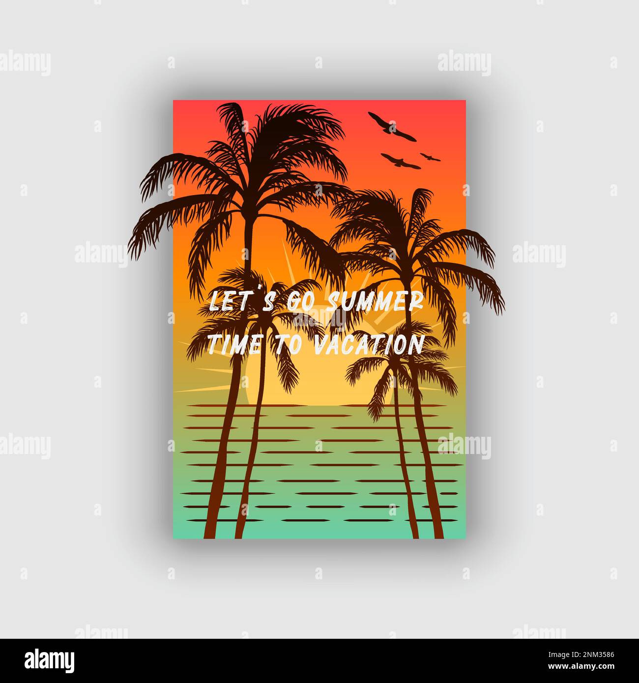 Let's go summer time to vacation. Summer theme illustration. Editable ...