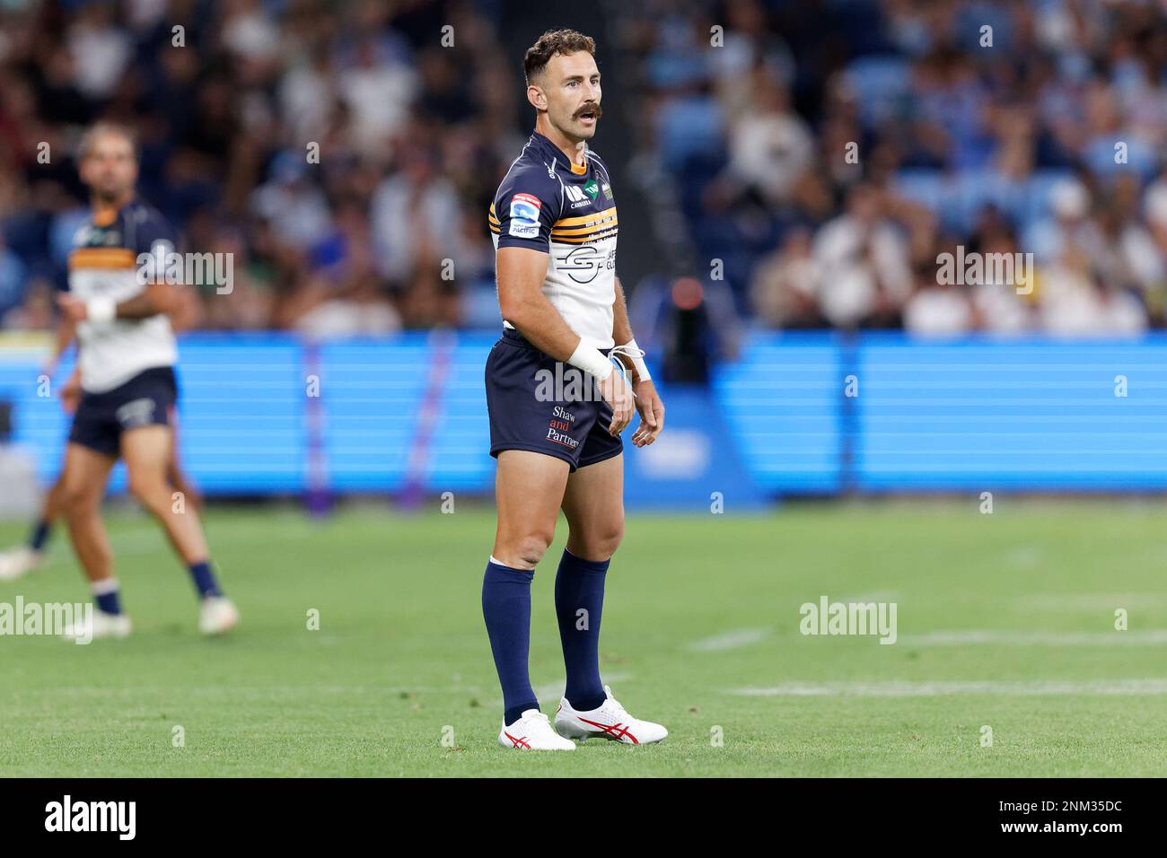 Nic White of the Brumbies looks on during the Super Rugby Pacific match ...