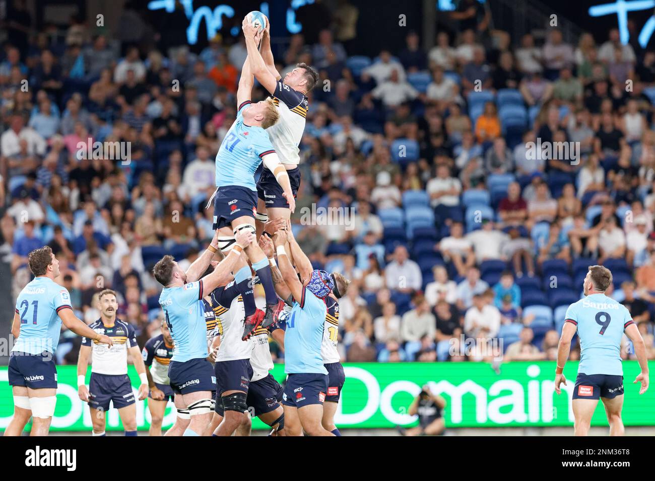 Nick Frost of the Brumbies wins the lineout ball during the Super Rugby ...