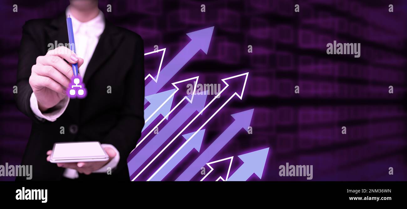 Business Woman Standing Holding mobile phone And pen. Pressing On ...