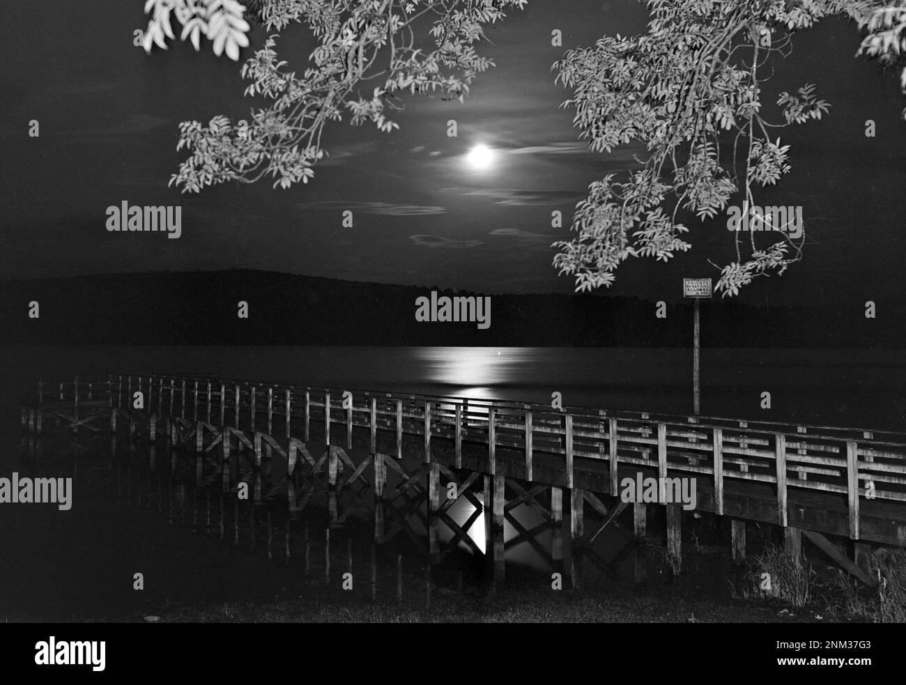 Bridge over Loch Lomond by moonlight, Scotland ca: 1934 Stock Photo - Alamy