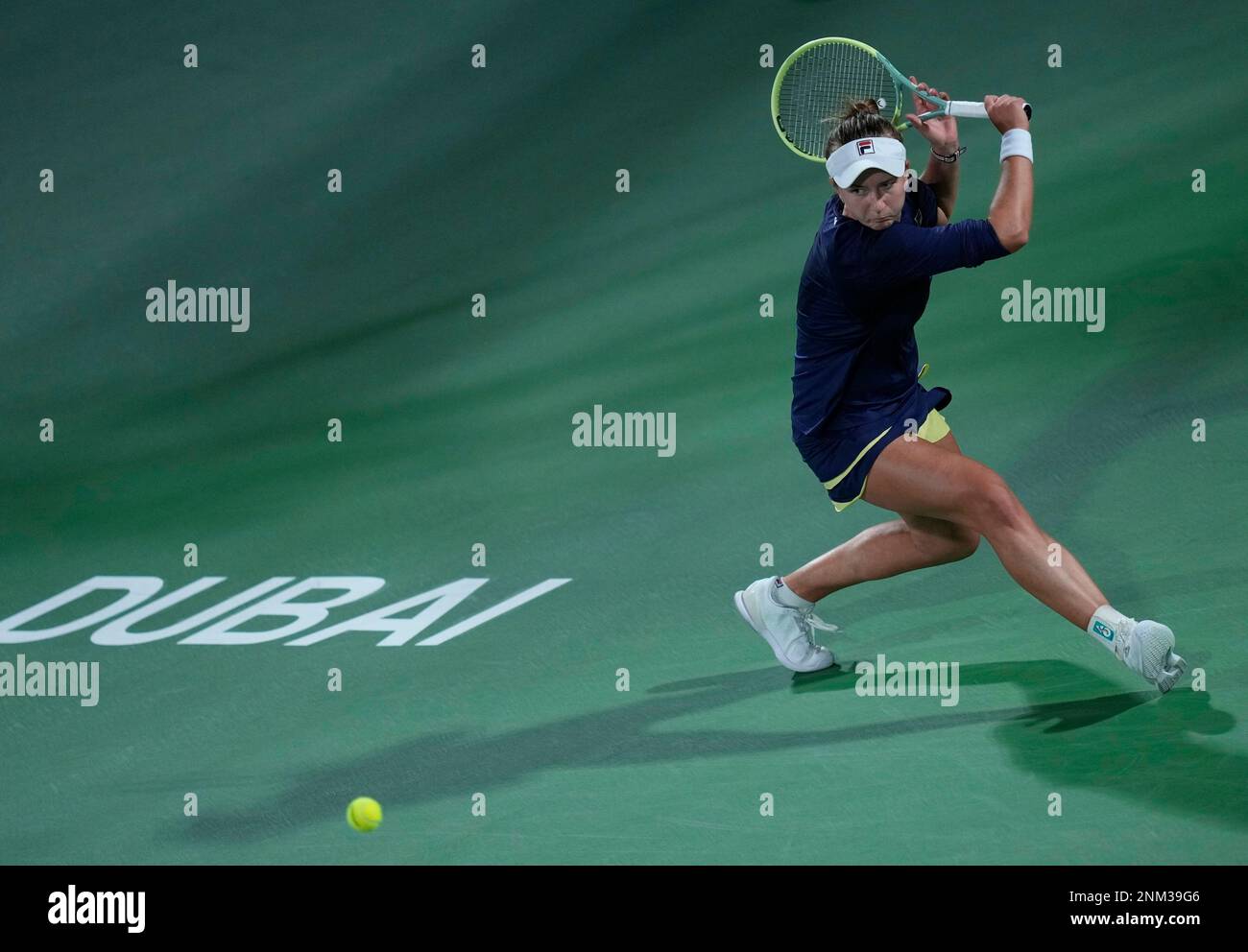 Czech Republic's Barbora Krejcikova returns the ball to Jessica Pegula ...