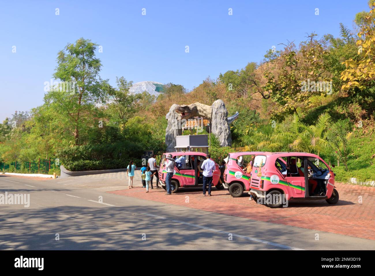 December 23 2022 - Gujarat in India: people in front of dinosaur park ...