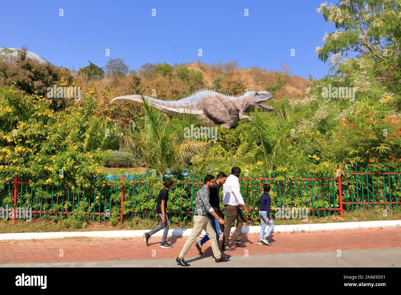December 23 2022 - Gujarat in India: people in front of dinosaur park ...