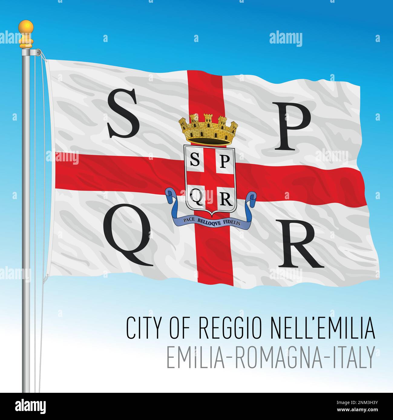 Reggio Emilia, flag of the city and municipality with coat of arms ...