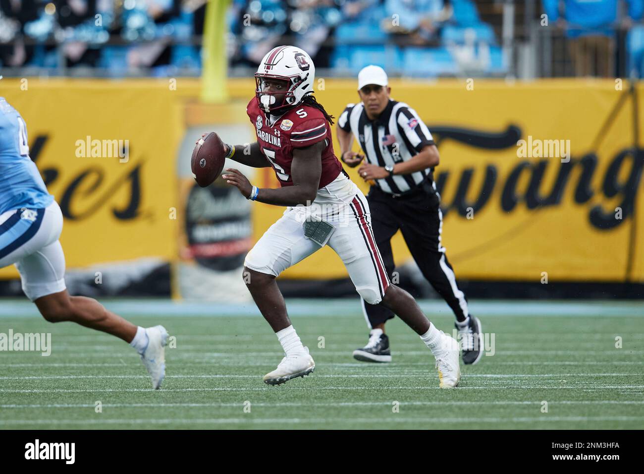 South Carolina Gamecocks quarterback Dakereon Joyner (5) runs with the football during the Duke ...