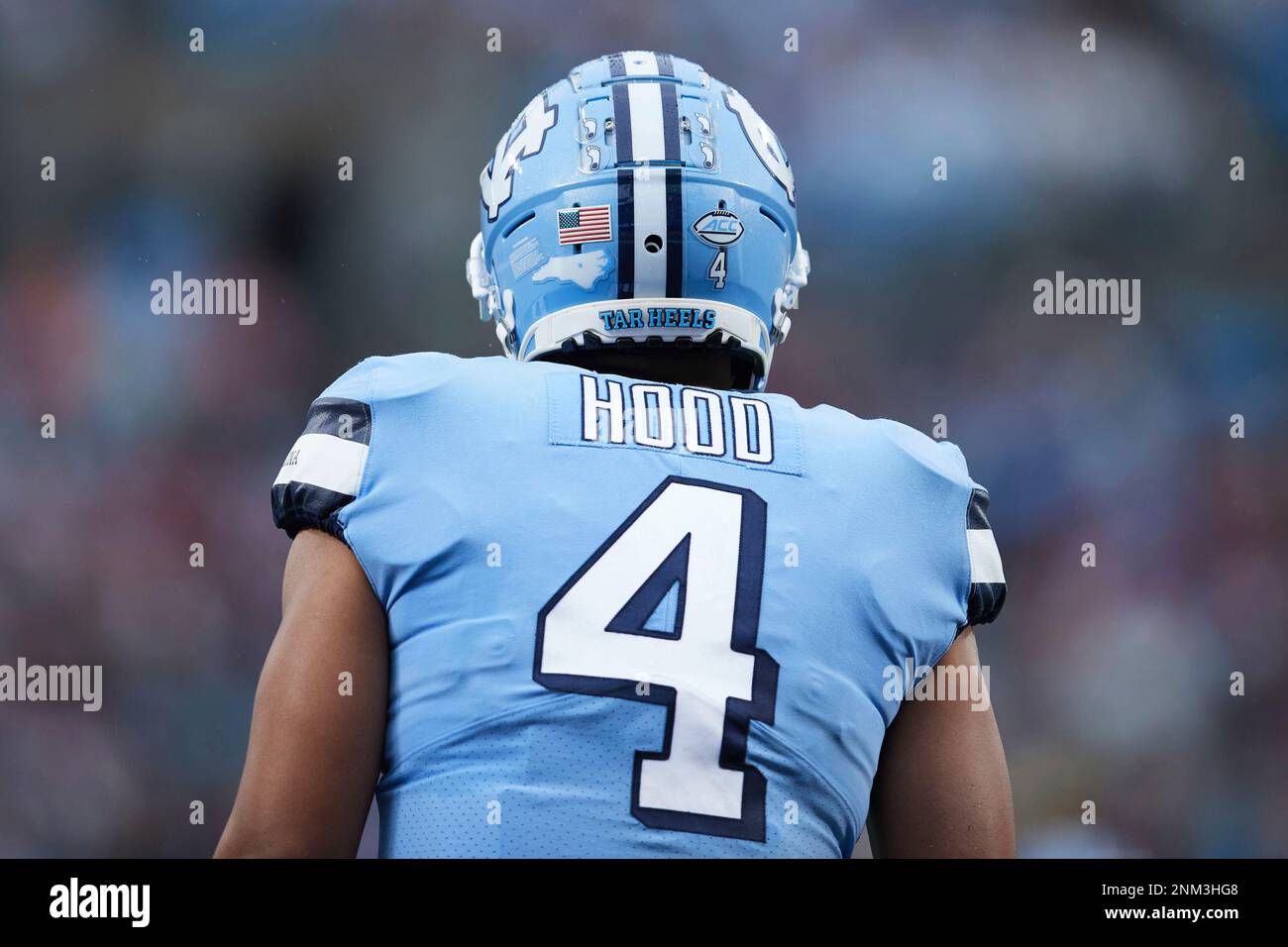 A detailed view of the back of the helmet worn by North Carolina Tar ...