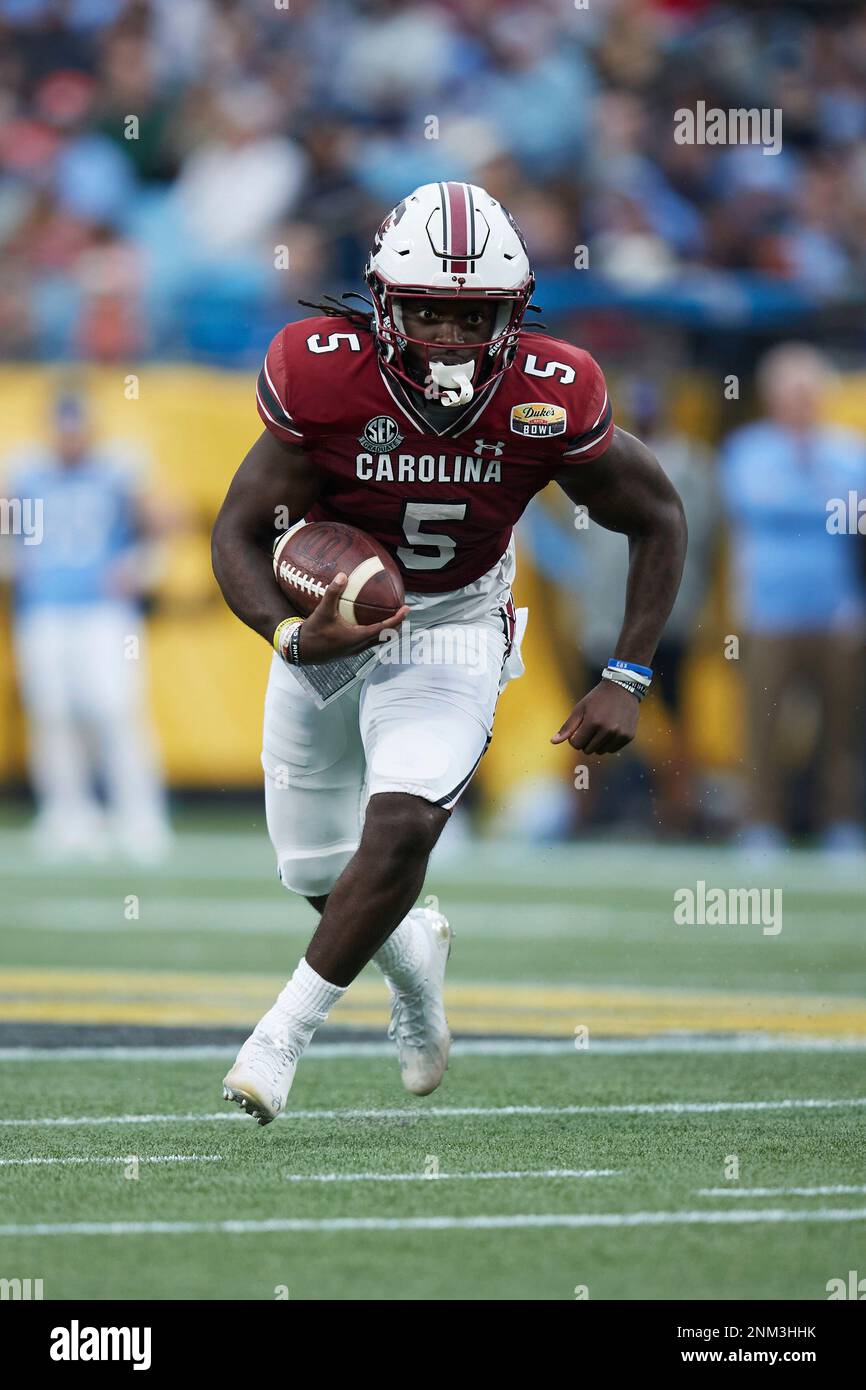 South Carolina Gamecocks quarterback Dakereon Joyner (5) runs with the football during the Duke ...