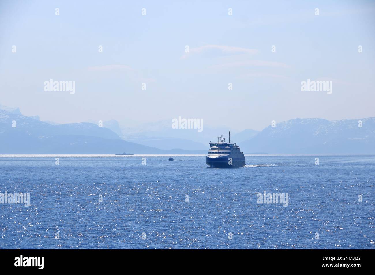 May 30 2022 - Lodingen, Lofoten, Norway: Norway sea ferry near Lodingen ...