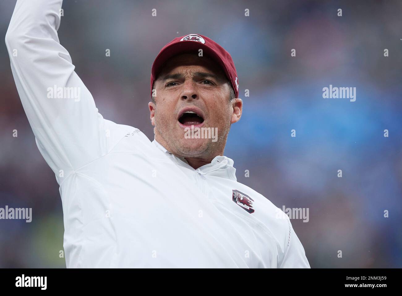 South Carolina Gamecocks head coach Shane Beamer celebrates following a ...