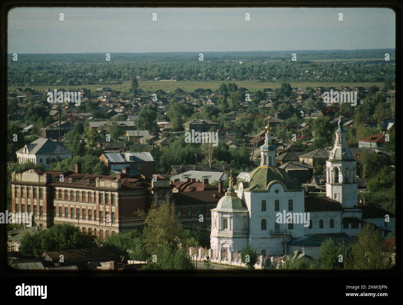 This panoramic view of Lower Town in Tobol'sk, Russia, captures the ...