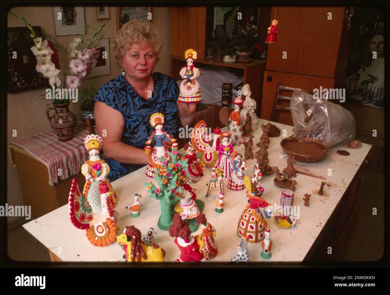 These Dymkovo clay toys, made by Viatka artist L. N. Dokena, are ...