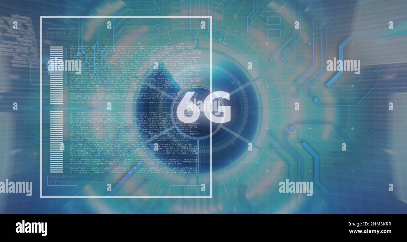 Image of data processing and 6g text over network of connections Stock Photo - Alamy