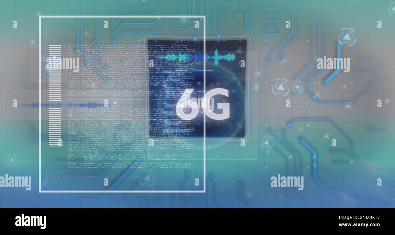 Image of data processing and 6g text over network of connections Stock Photo - Alamy