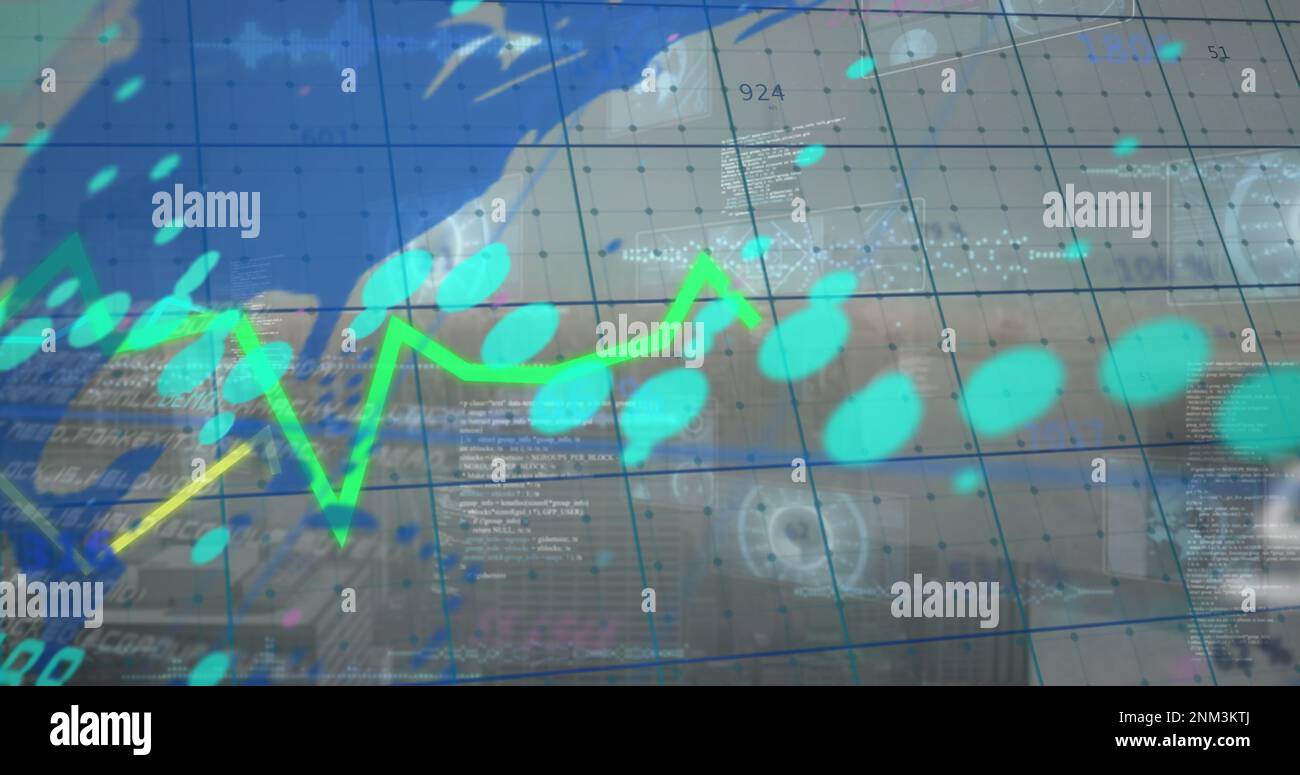 Animation world map over city hi-res stock photography and images - Alamy
