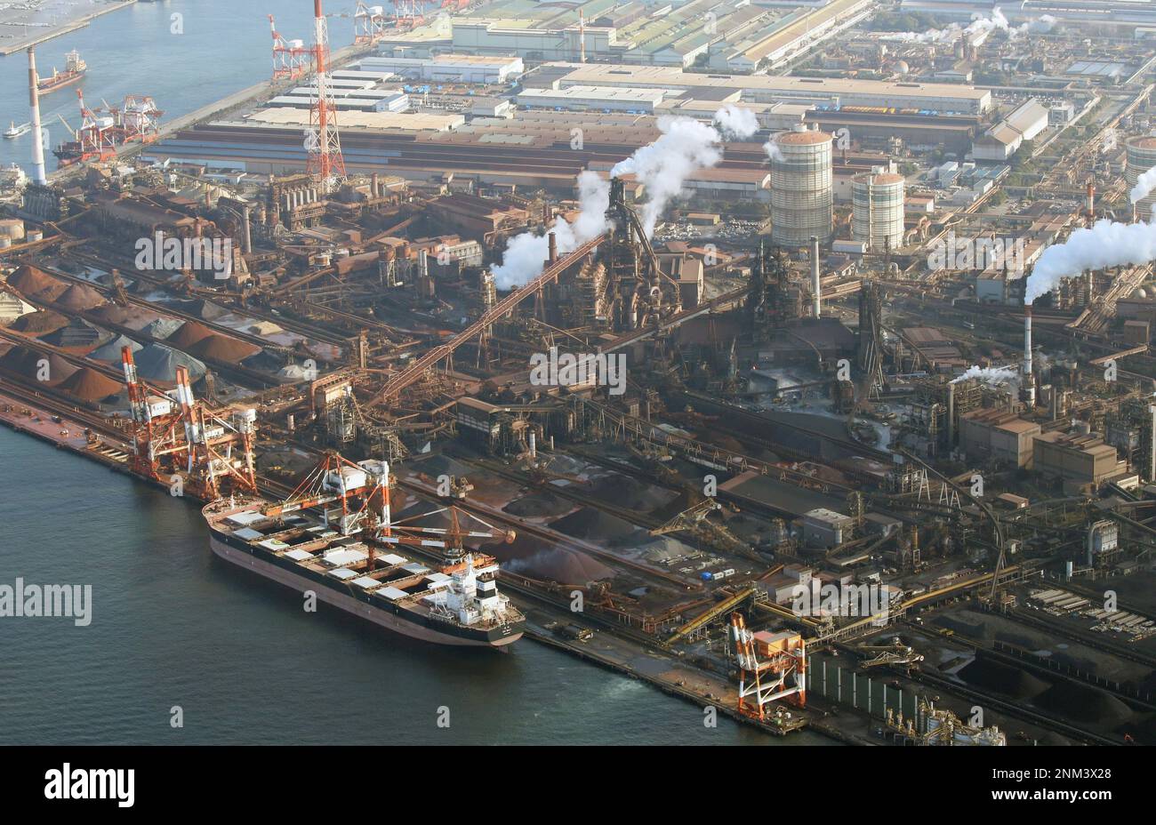 An aerial photo shows Nippon Steel Nagoya Works in Tokai City, Aichi Prefecture on Dec. 22, 2021 ...