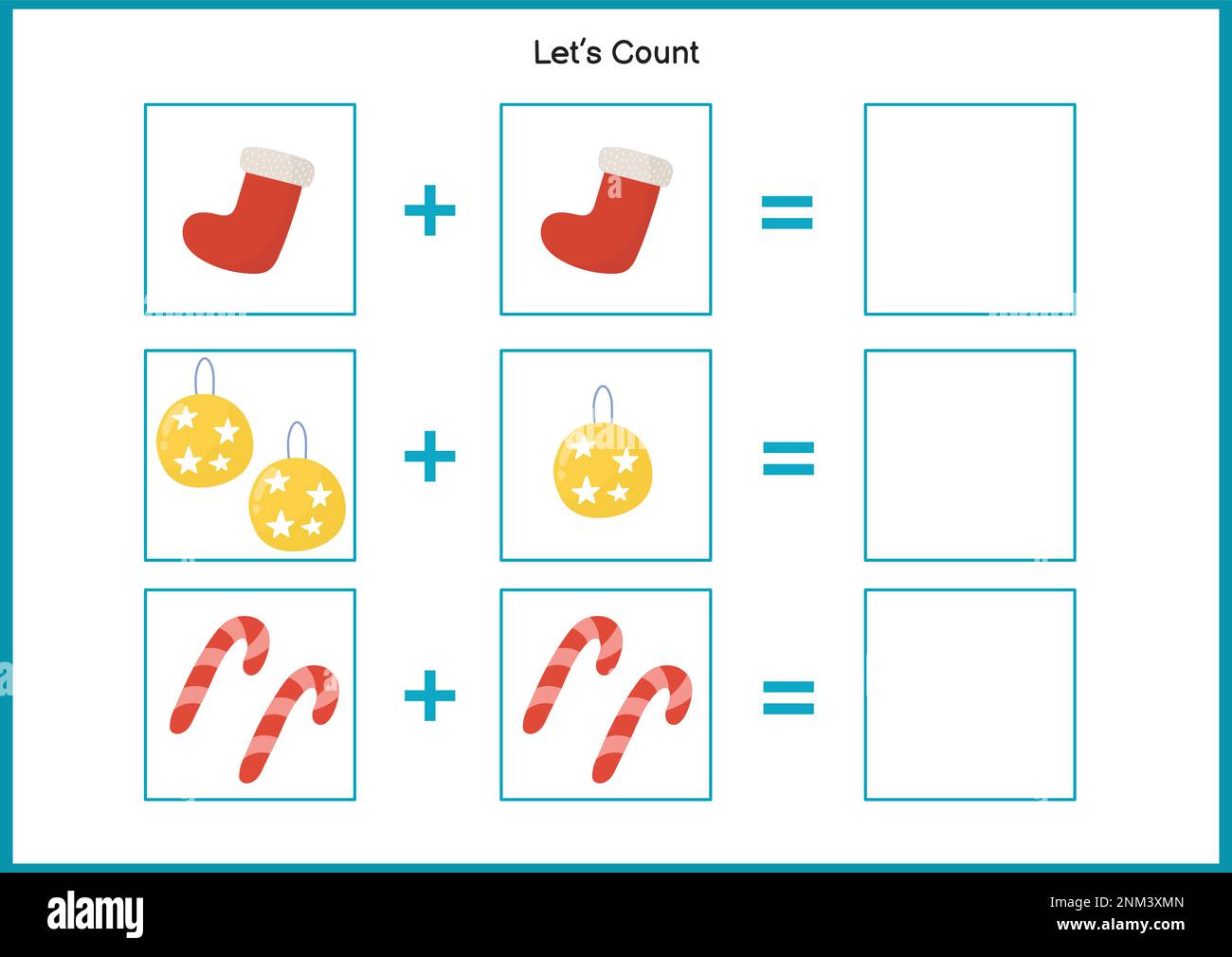 Christmas addition math game for kids. Learn to count activity page for ...