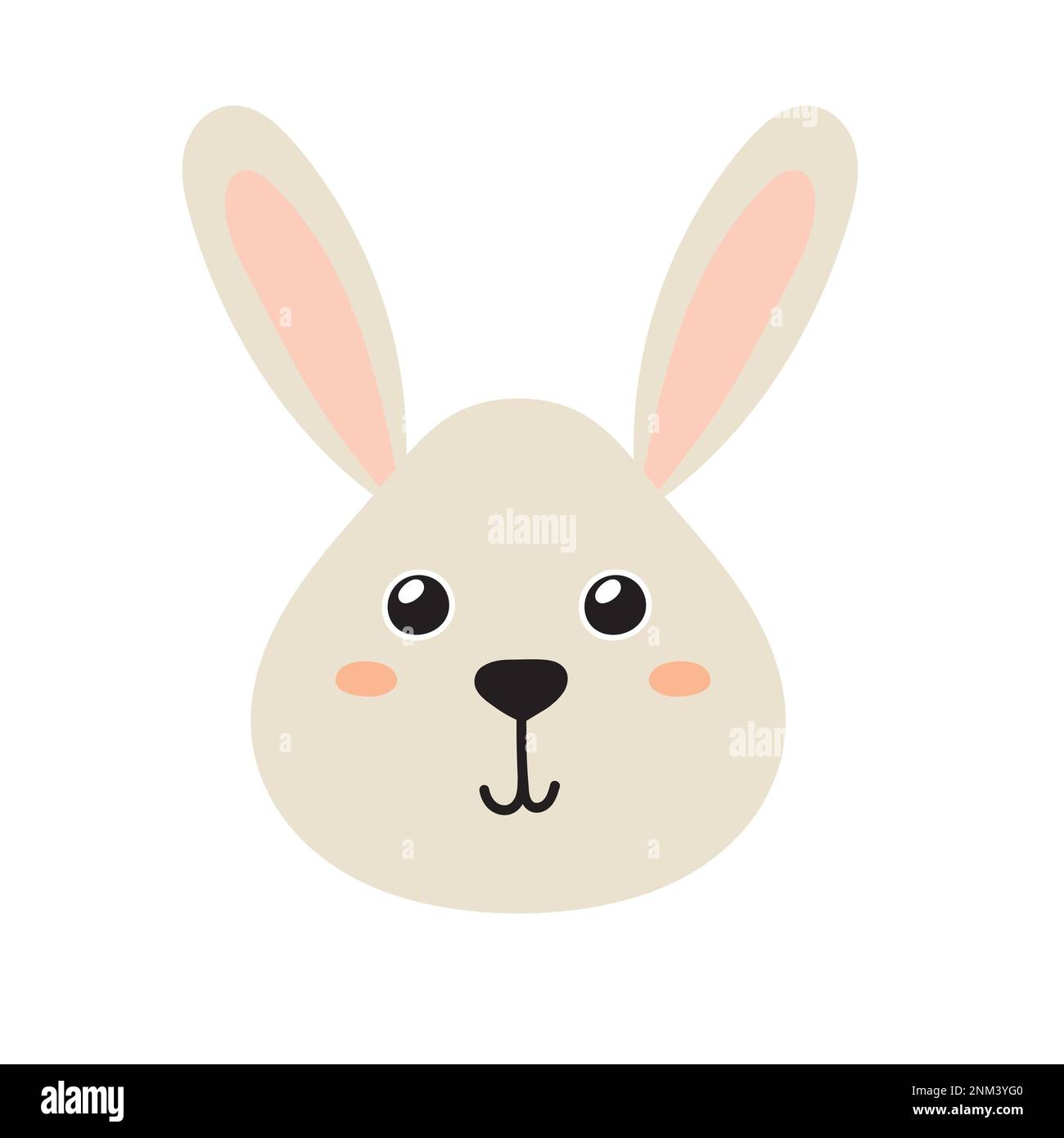 Funny hare face in cartoon style. Rabbit character head for baby and ...