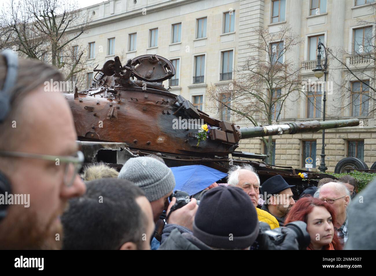 Berlin, Germany - February 24, 2023 - Russian tank T-72B in front of ...