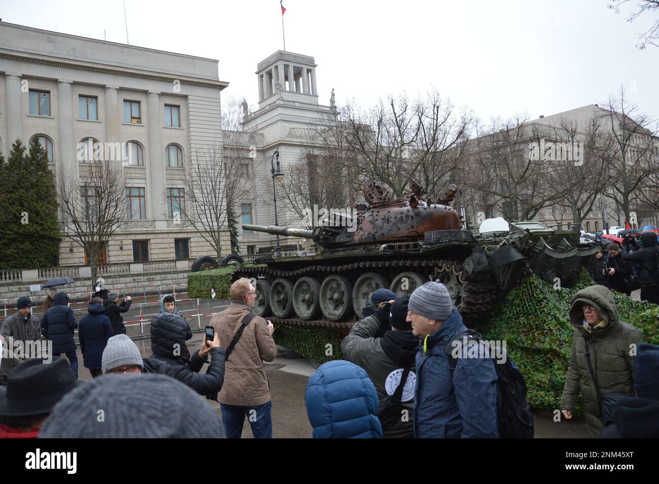 Berlin, Germany - February 24, 2023 - Russian tank T-72B in front of ...