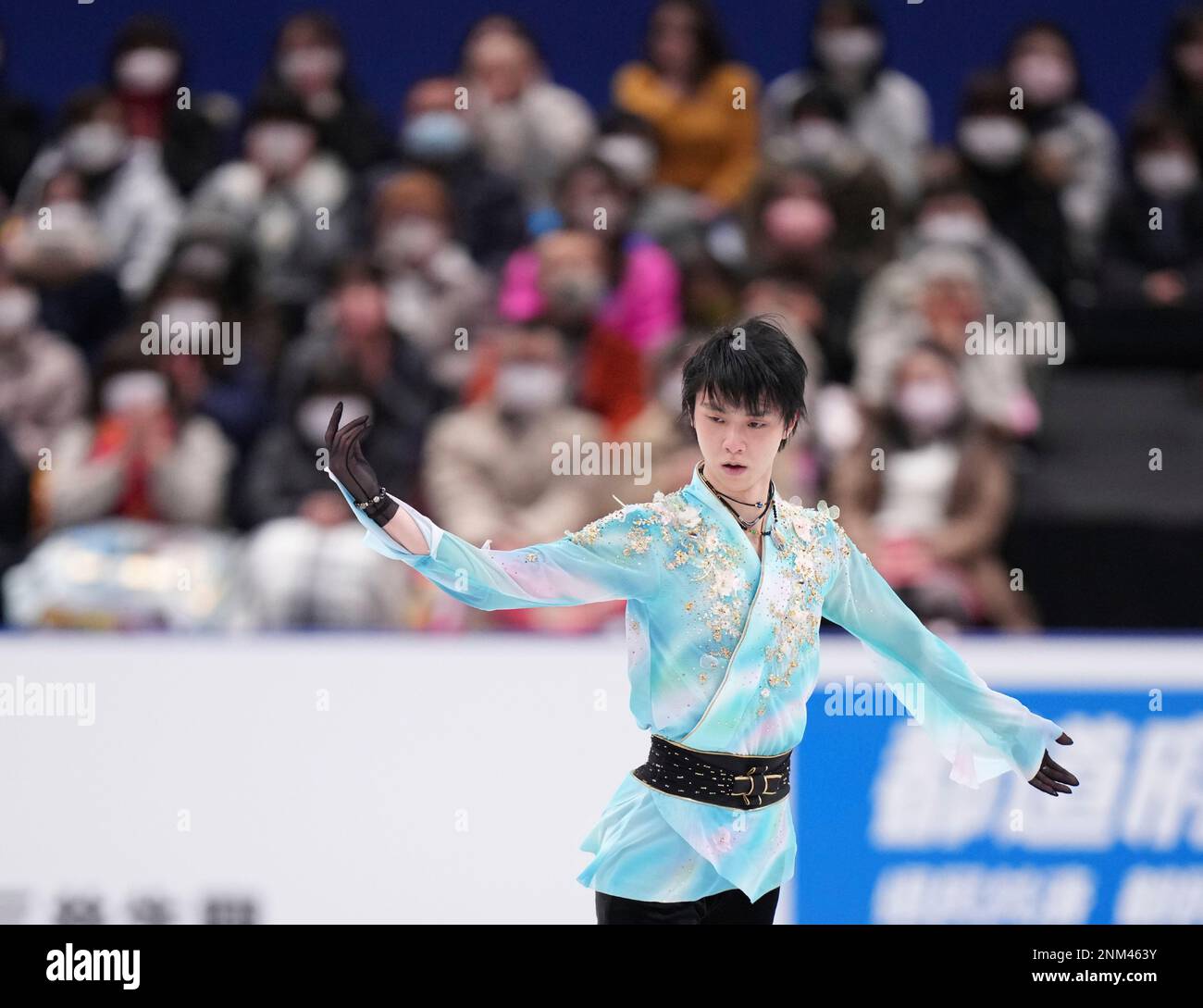 Japanese figure skater Yuzuru Hanyu performs during men's free skating ...