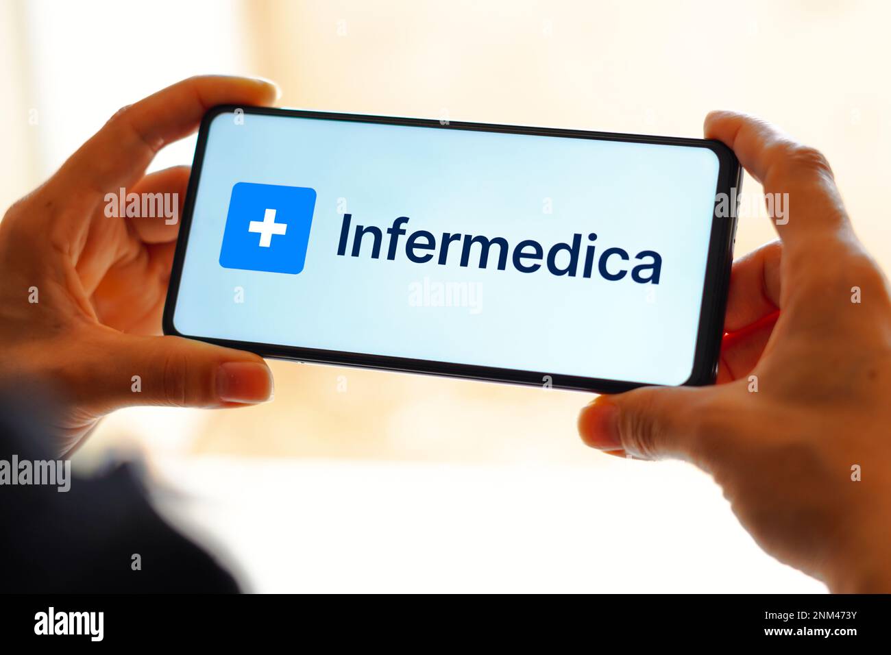 In this photo illustration the Infermedica logo seen displayed on a ...