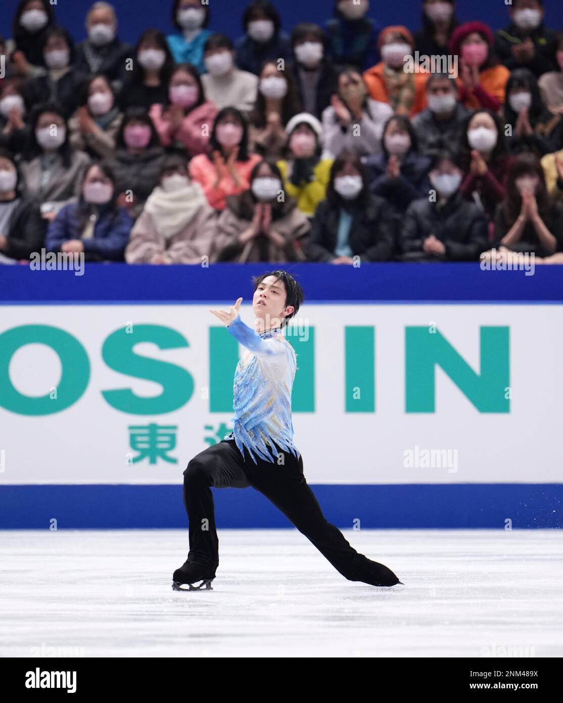 Japanese figure skater Yuzuru Hanyu performs during men's short program ...