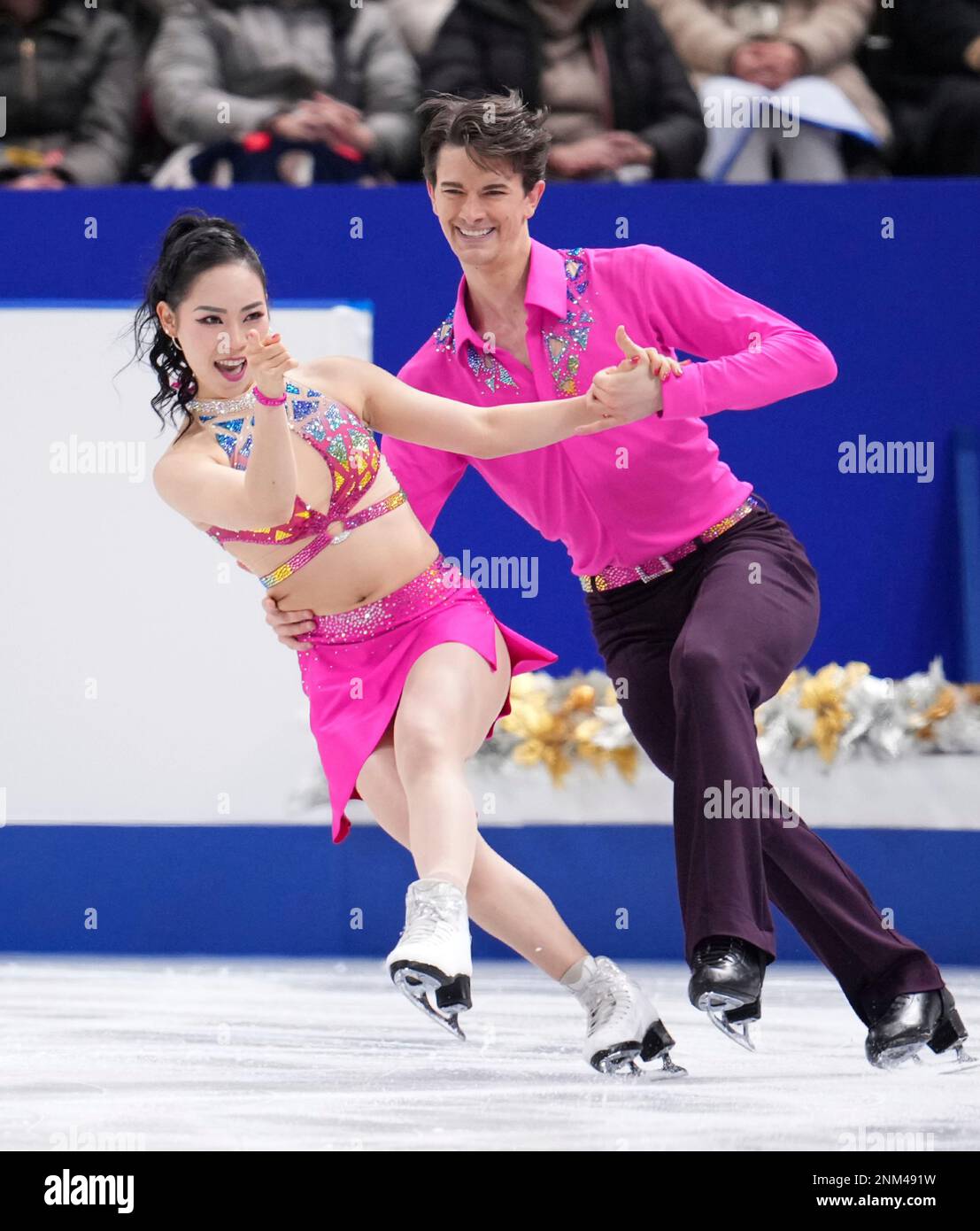 Japanese figure skater of Ice Dance Misato Komatsubara and takeru Komatsubara (Timothy / Tim ...