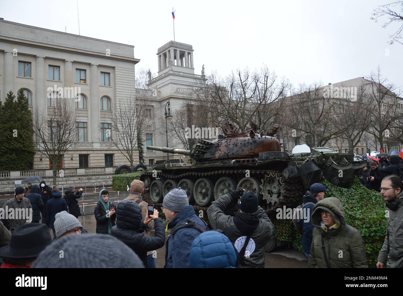 Berlin, Germany - February 24, 2023 - Russian tank T-72B in front of ...