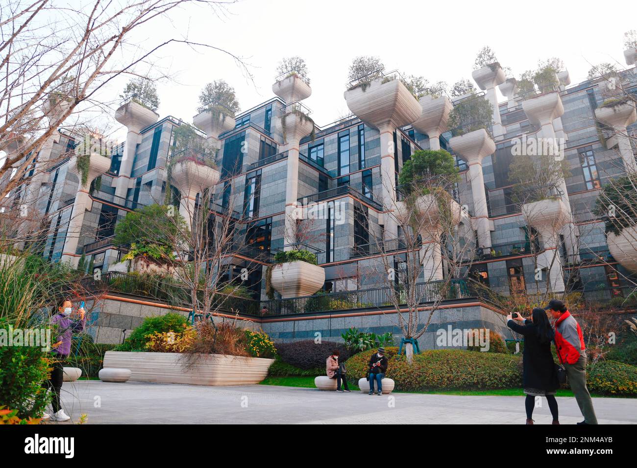 A view of the "1000 Trees" shopping mall designed by British architect ...