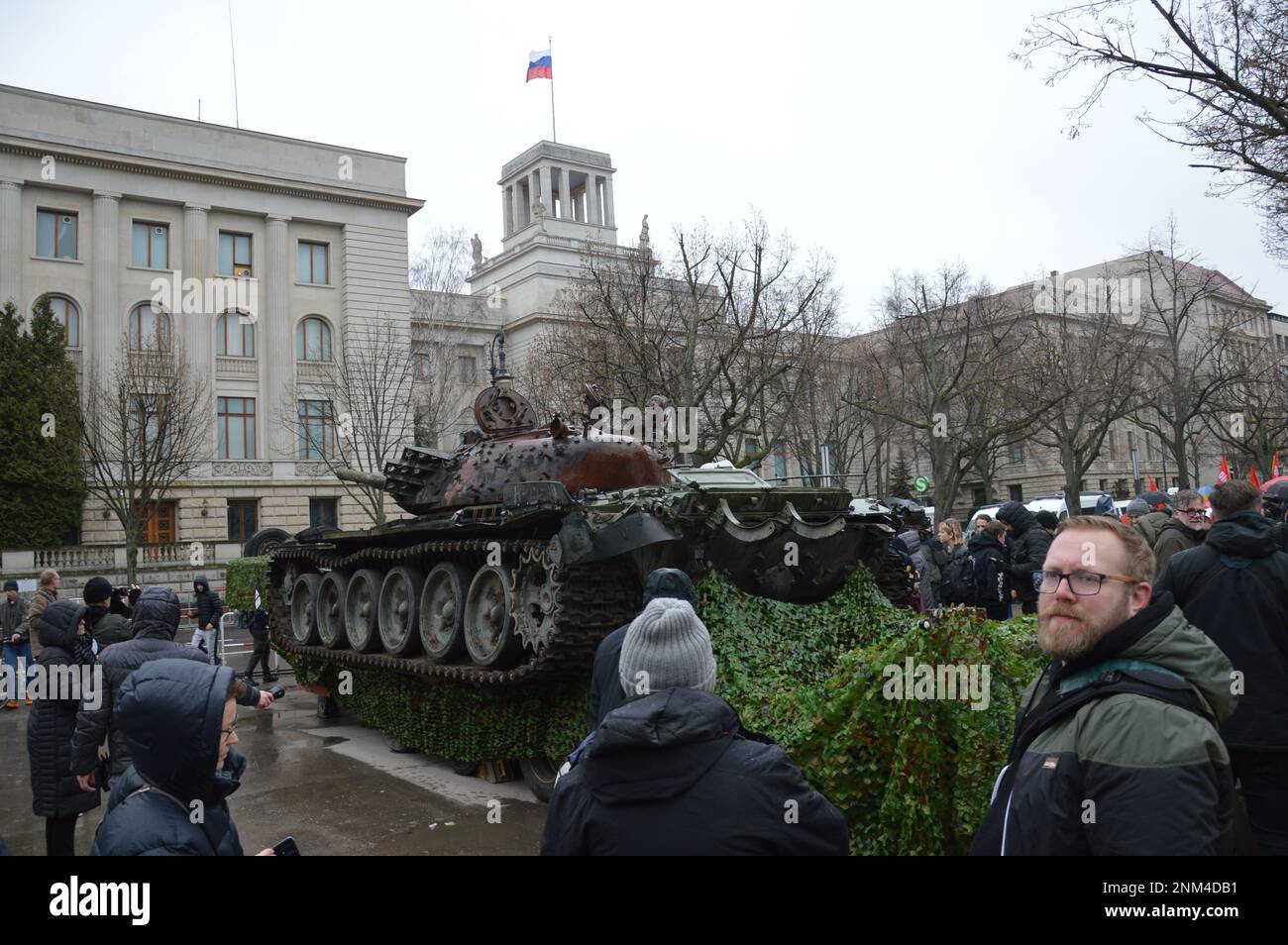 Berlin, Germany - February 24, 2023 - Russian tank T-72B in front of ...