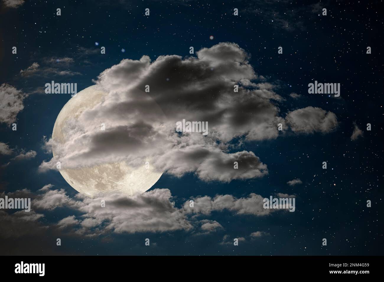 Full moon covered by a strong cloud in a full moon night Stock Photo ...