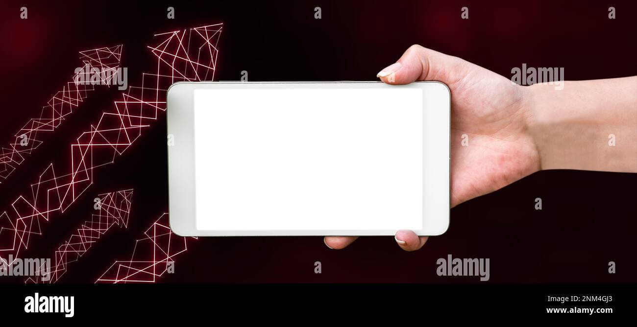 Hand holding Mobile Phone with important information on screen ...