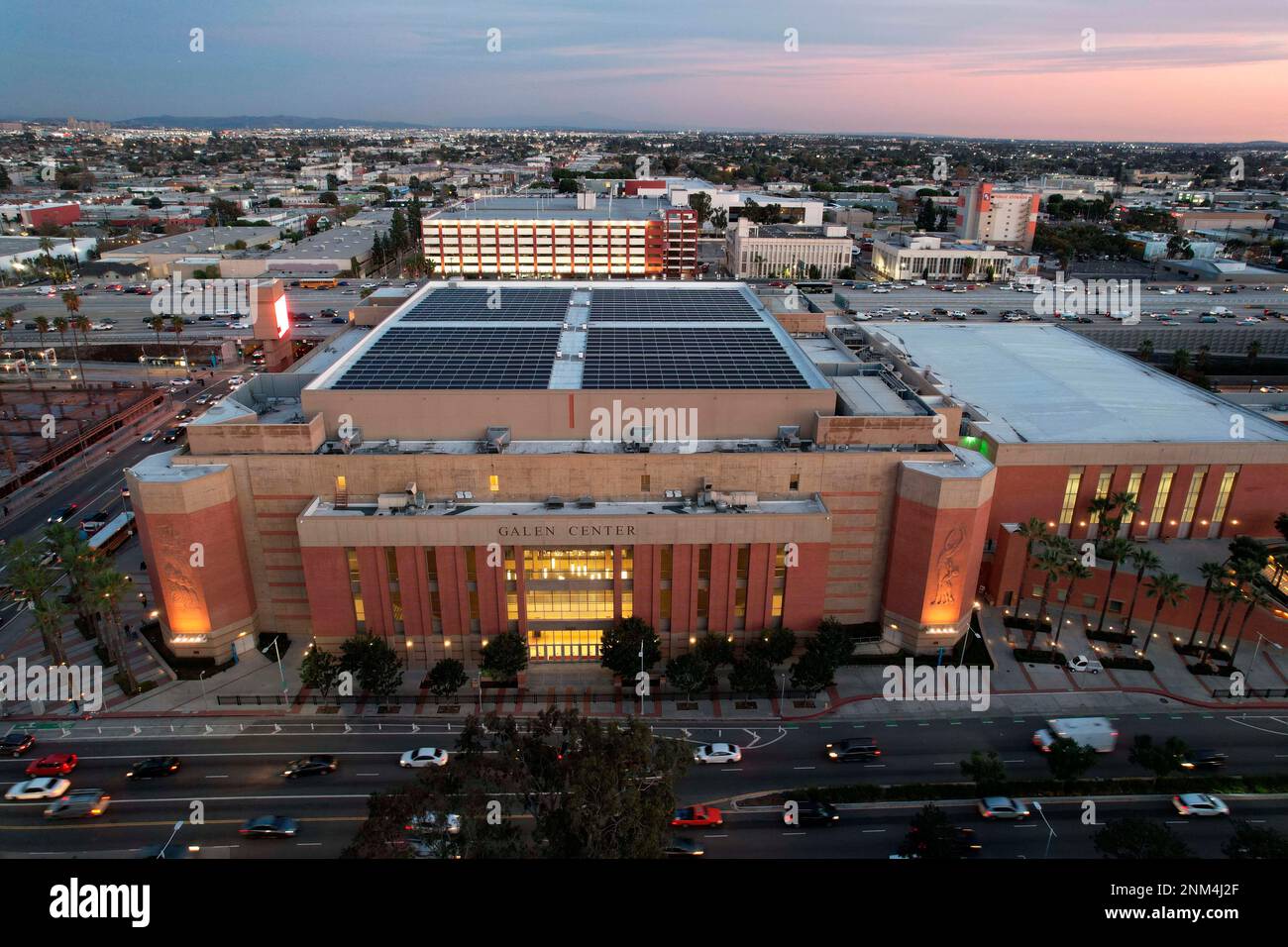 An aerial view of the Galen Center on the campus of the University of ...