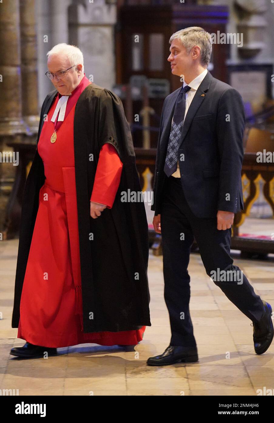 The Dean of Westminster David Hoyle walks with the Ukrainian Ambassador ...