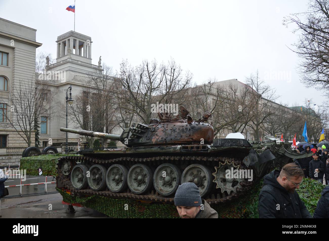 Berlin, Germany - February 24, 2023 - Russian tank T-72B in front of ...