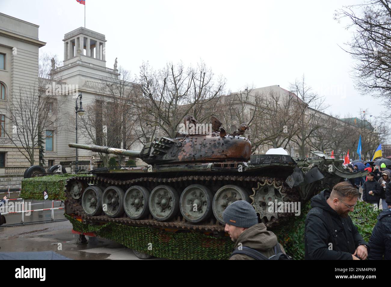 Berlin, Germany - February 24, 2023 - Russian tank T-72B in front of ...