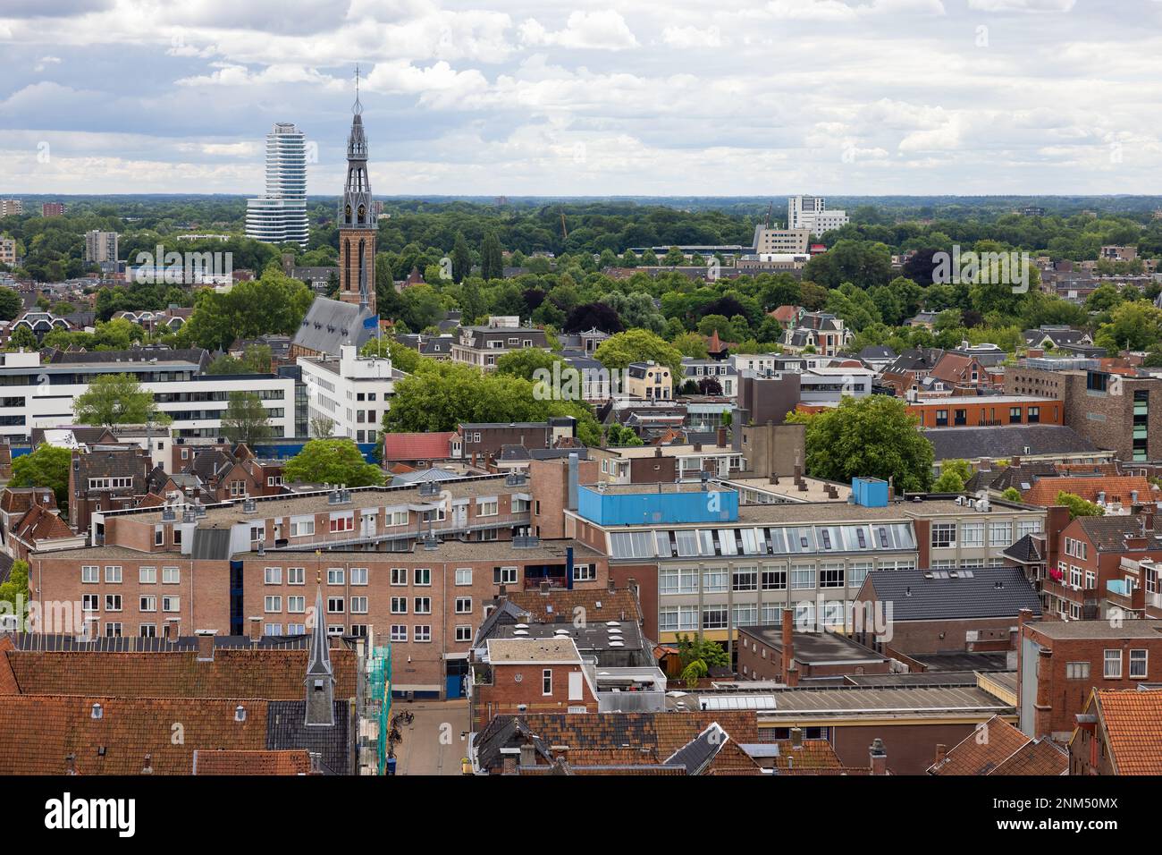 Skyline with aerial view rooftops residential area downtown Dutch ...