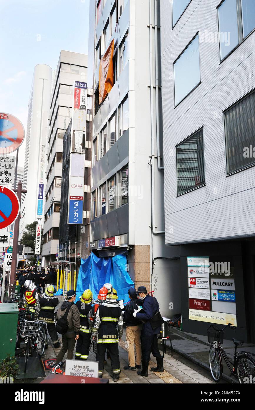 A photo shows a fire site in Osaka City, Osaka Prefecture on Dec. 17 ...