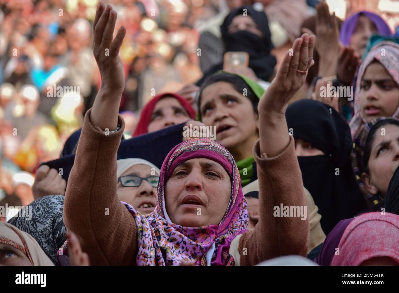 Srinagar, India. 24th Feb, 2023. A Kashmiri Muslim devotee prays upon ...