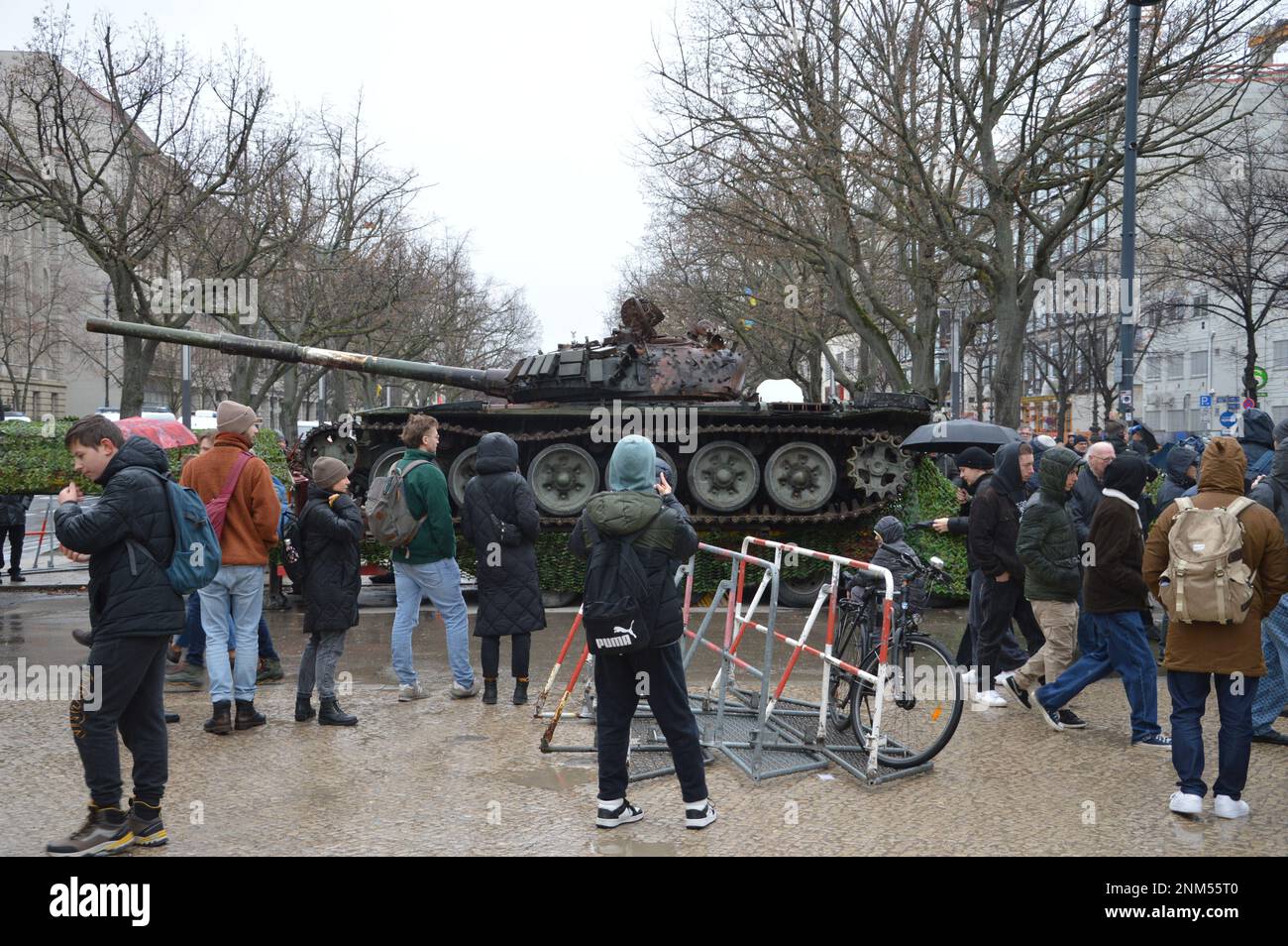 Berlin, Germany - February 24, 2023 - Russian tank T-72B in front of ...