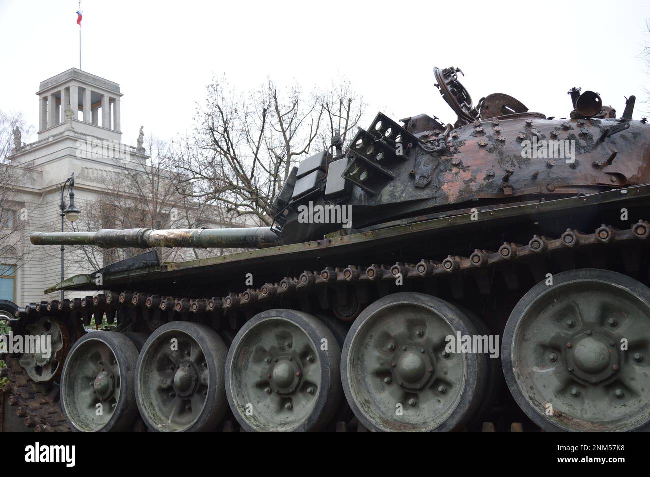 Berlin, Germany - February 24, 2023 - Russian tank T-72B in front of ...