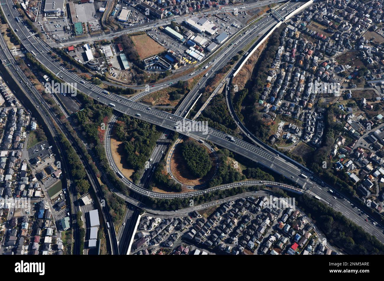 An aerial photo shows the Miyanogi Junction which connects the Keiyo ...