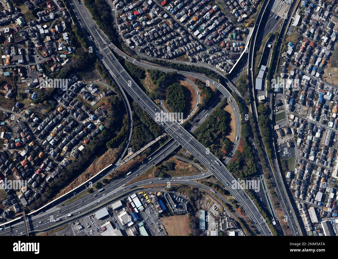 An aerial photo shows the Miyanogi Junction which connects the Keiyo ...
