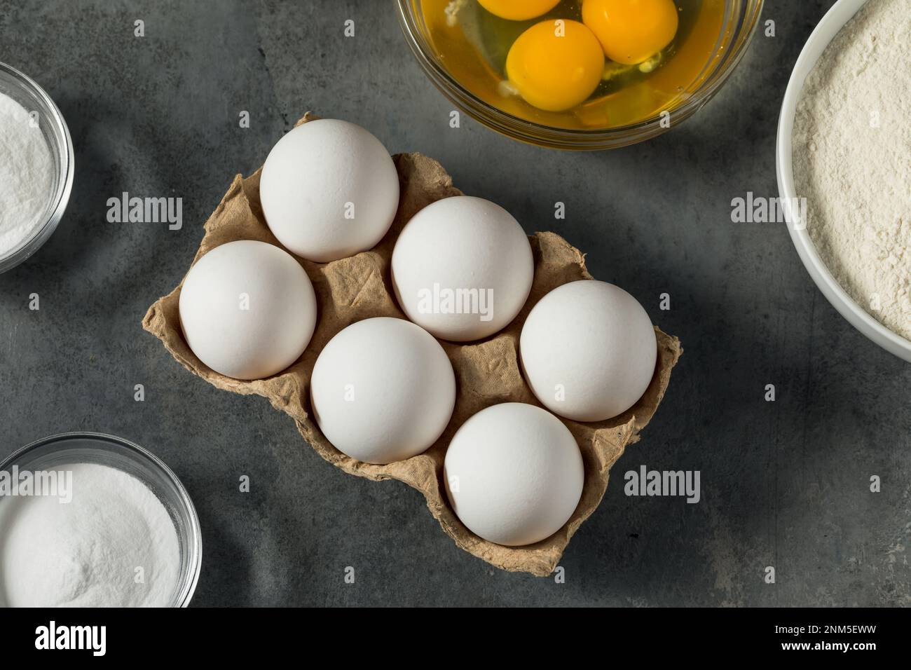 Raw Organic White Eggs Ready to Bake With Stock Photo - Alamy